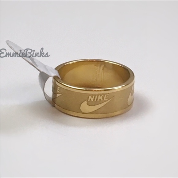 Nike | Jewelry | New 8mm Nike Swoosh Logo Golden Stainless Steel Band ...